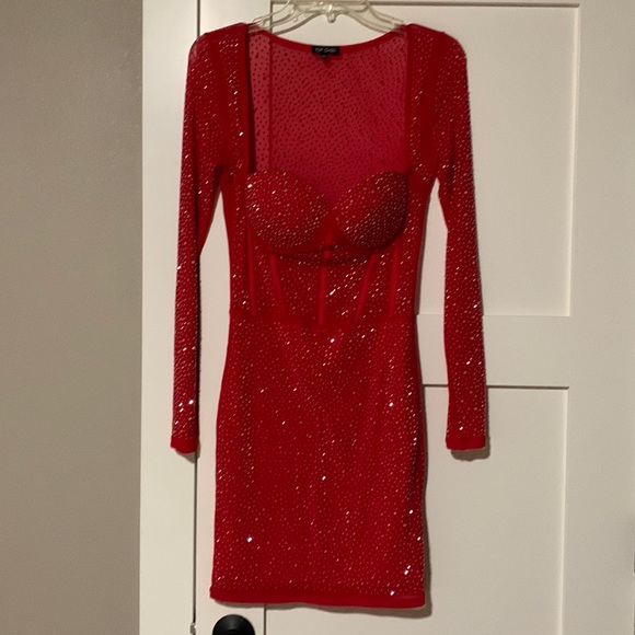 Dresses | Red Rhinestone Dress | Poshmark